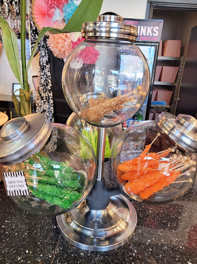 The candy dispensers at Pinkitzel don't just hold sweets&mdash;they're like time machines transporting you back to childhood, one rock candy crystal at a time.