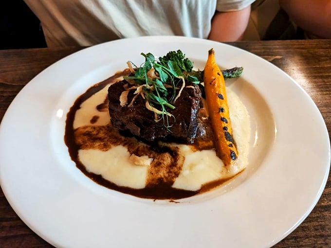 Short ribs so tender they practically surrender to your fork. That chocolate-infused sauce creates the kind of plate-licking temptation your mother warned you about.