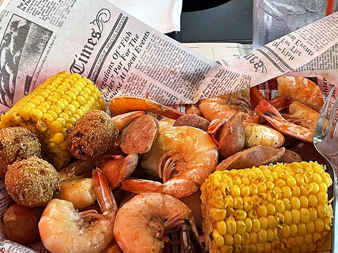 Seafood this fresh doesn't need a complex introduction. The shrimp and corn speak a universal language called "get in my belly now."