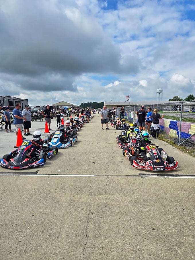 The staging area buzzes with pre-race jitters and last-minute preparations. This is where friendships form and good-natured trash talking begins.