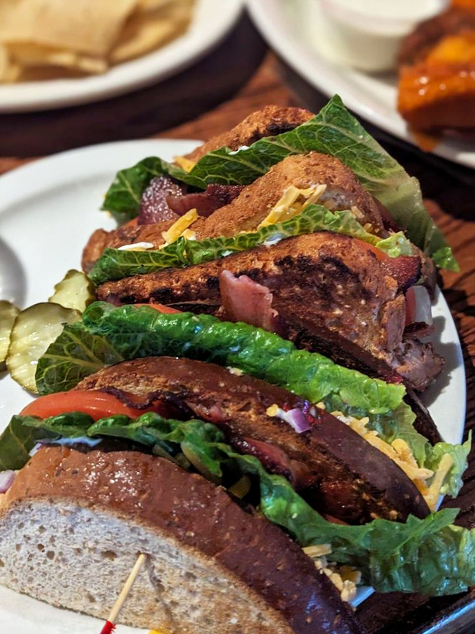 Not so much a sandwich as an architectural marvel &ndash; the Triple BLT stands tall and proud, a testament to America's ingenuity with bacon.