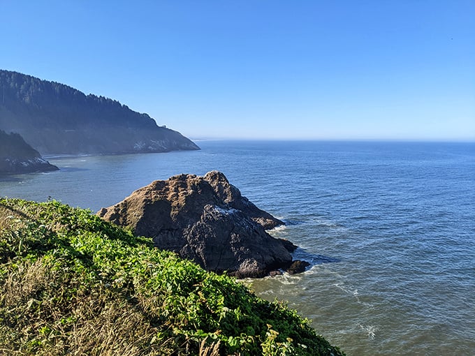 Mother Nature showing off again! These dramatic cliffs and churning waters explain why sailors have been grateful for Heceta Head's guiding light since the 1890s.