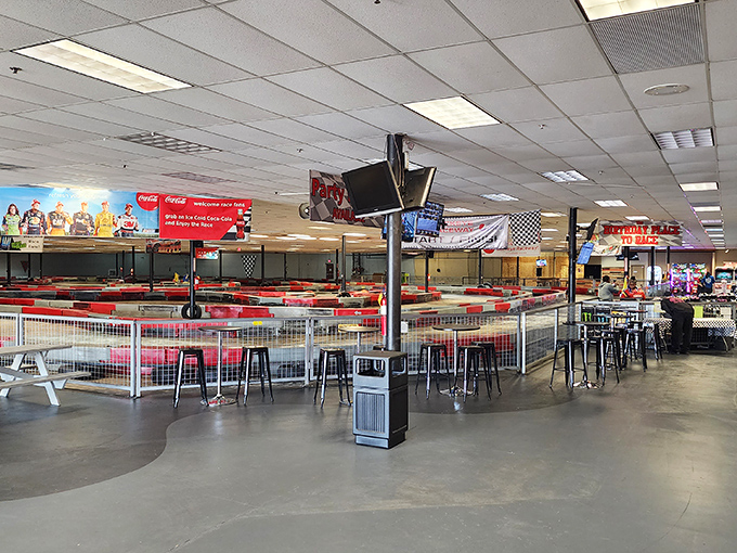 Spectators enjoy front-row seats to the action, gripping their sodas tighter with every hairpin turn. The squeal of tires provides the soundtrack.