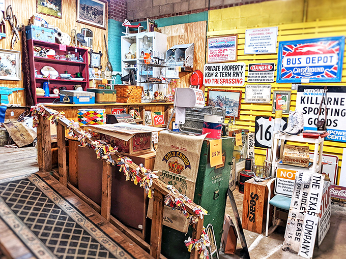 A collector's fever dream! Vintage signs and nostalgic memorabilia create a corner that's part American history lesson, part "I remember that!" moment.