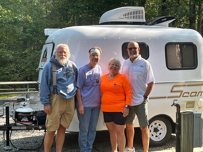 Happy campers indeed! These outdoor enthusiasts have discovered what many Georgians haven't yet &ndash; Sloppy Floyd's perfect blend of comfort and wilderness.