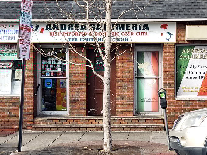 Andrea Salumeria's modest storefront proudly displays the colors of Italy - a signal that authentic flavor awaits inside.