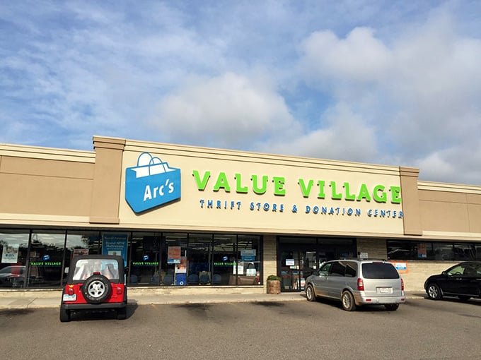 Arc's Value Village: Where the bright blue shopping bag logo promises adventures in affordable retail therapy.