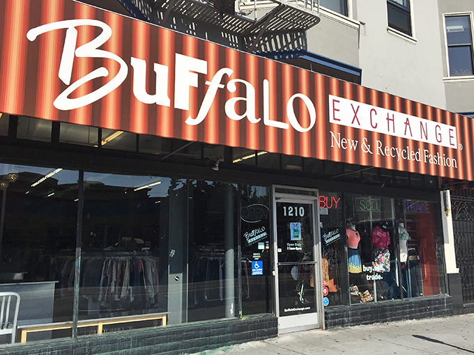 Buffalo Exchange: where vintage fashion goes for its second act. That striped awning is basically a runway signal!