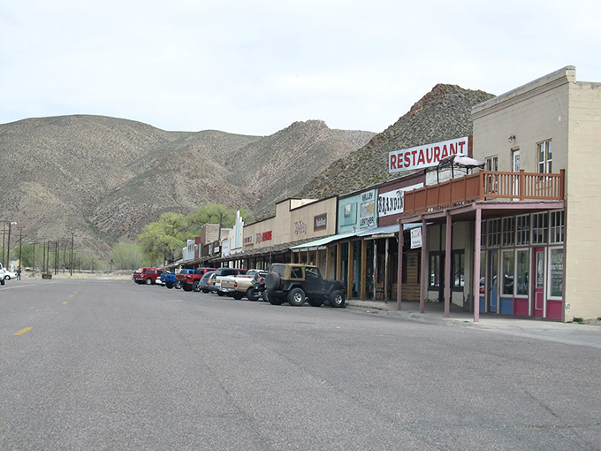Caliente's main street businesses stand like sentinels against the mountains, waiting for travelers who appreciate the road less traveled.