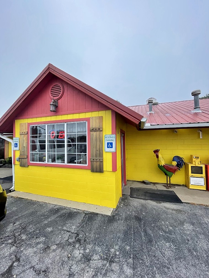 Cathy's Corner's pink exterior is as bold as their breakfast portions—unapologetically delightful and impossible to miss.