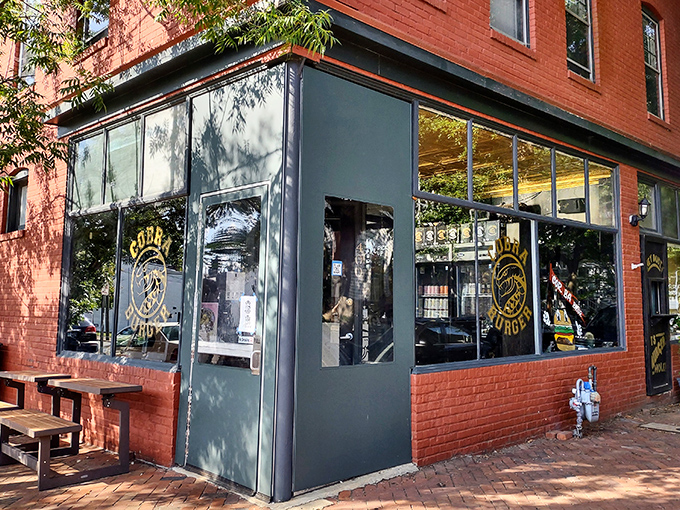 Cobra Burger's corner location has the cool factor dialed to eleven. This brick-front Richmond spot transformed from pop-up sensation to permanent burger institution.