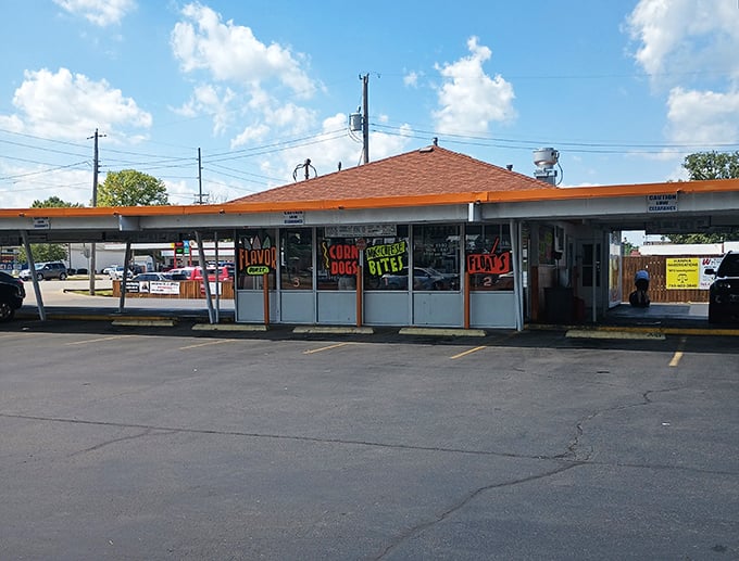 Gene's Root Beer stand is a time machine disguised as a drive-in. Cold mugs, hot dogs, and summer memories in the making.