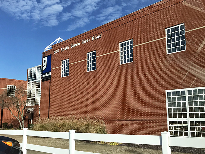 Architectural character meets bargain hunting. Those windows aren't just glass blocks&mdash;they're portals to thrifting nirvana.