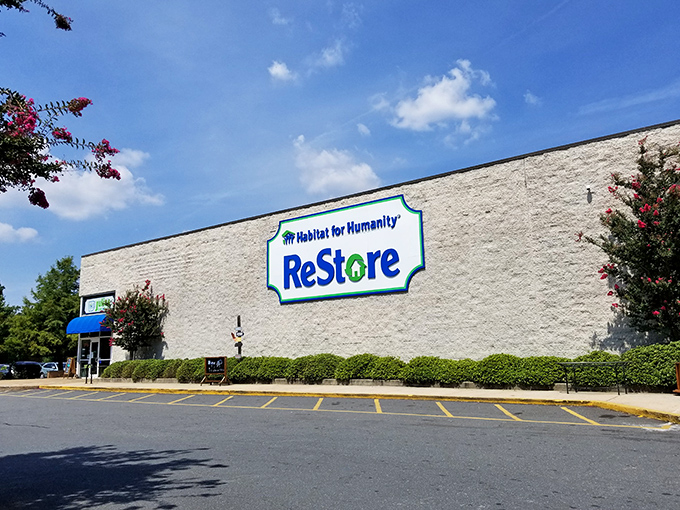 ReStore's massive sign promises a warehouse of possibilities where your DIY dreams begin without breaking the bank.