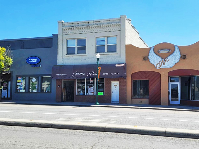 Jerome's corner buildings stand proud like architectural elders, wearing their brick facades like badges of honor through Idaho's changing seasons.