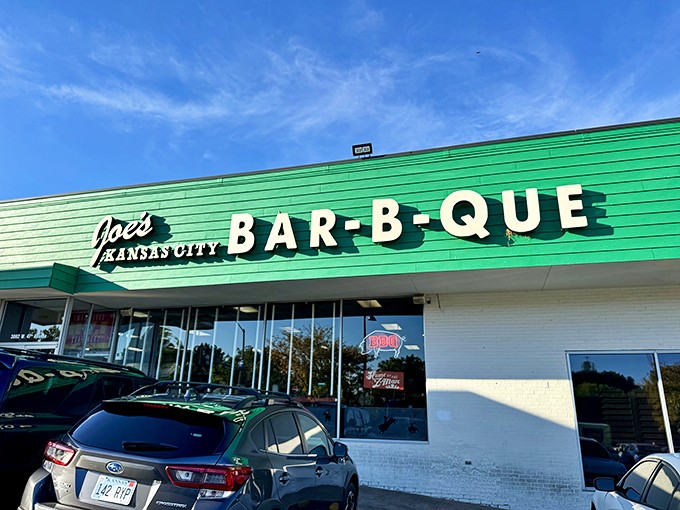 Joe's Kansas City's iconic green building &ndash; where gas station architecture meets world-class barbecue in beautiful matrimony.