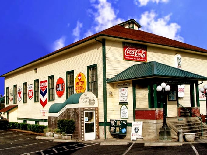 The Maltby Caf&eacute;'s vintage gas signs hint at its transformation from filling station to stomach-filling destination.