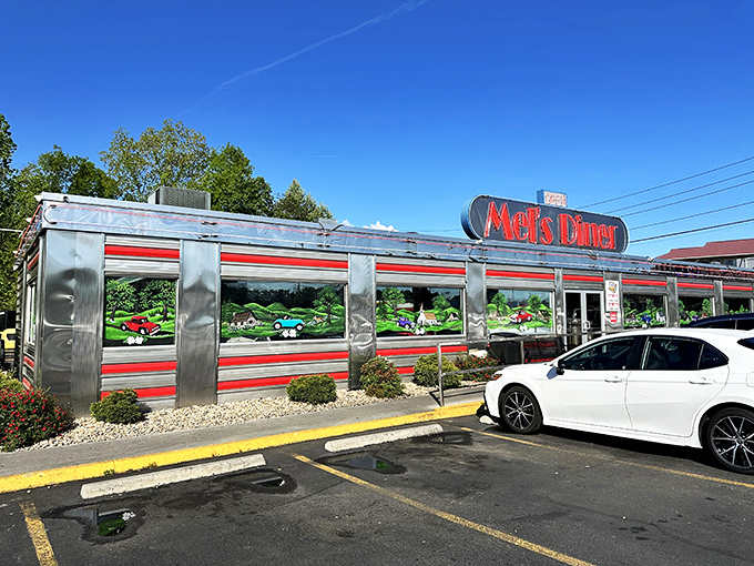 Mel's Diner wears its stainless steel skin like armor, protecting the sacred breakfast traditions within from the ravages of food trends.