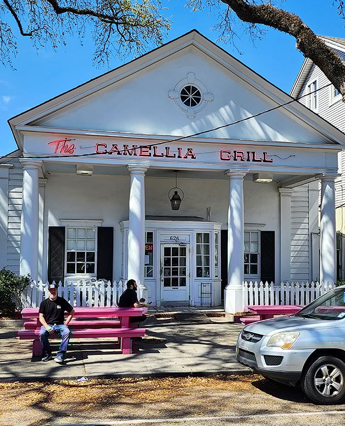 With columns fit for a Southern mansion, Camellia Grill serves up breakfast with a side of architectural charm.