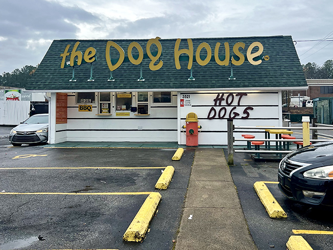 The classic drive-up design at Snoopy's feels like a time machine to simpler days when lunch didn't require a reservation.