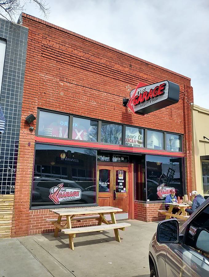 The Garage's brick fa&ccedil;ade and retro sign bring industrial cool to Norman's burger scene. Mechanics fix cars; these folks fix hunger.