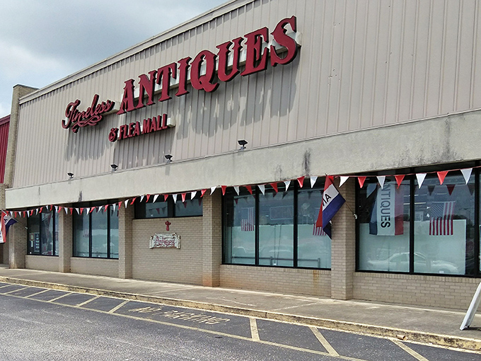 Timeless Antiques lives up to its name with that classic storefront. The red trim practically screams "Americana inside!"
