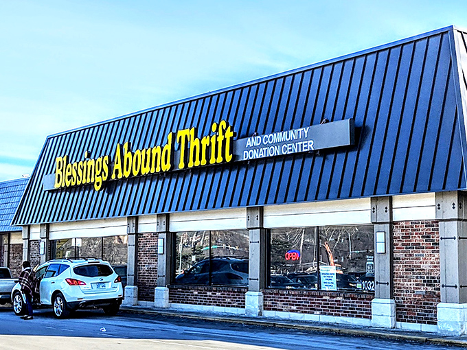 Blessings Abound: Behind these brick walls and blue awning lies a wonderland of affordable finds that'll make your wallet do a happy dance.