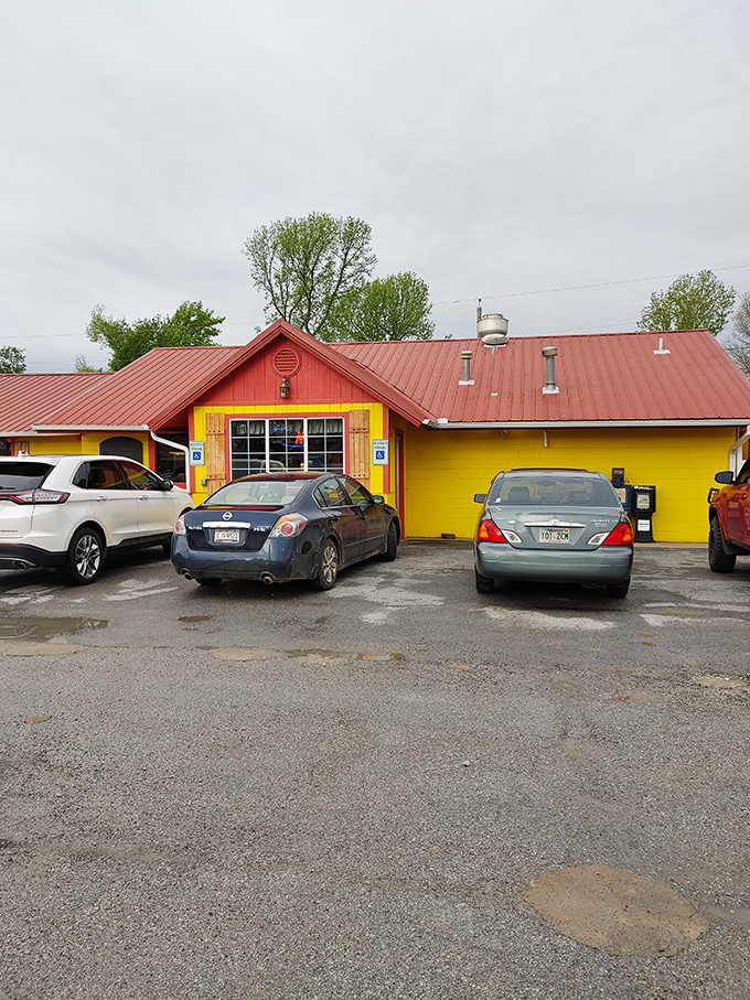 The cheerful yellow and red building houses pancakes so fluffy they practically need their own zip code.