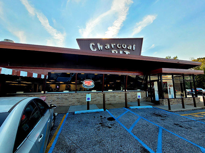 Morning light hitting the Charcoal Pit sign feels like Delaware's version of a culinary sunrise. What follows is pure burger bliss.