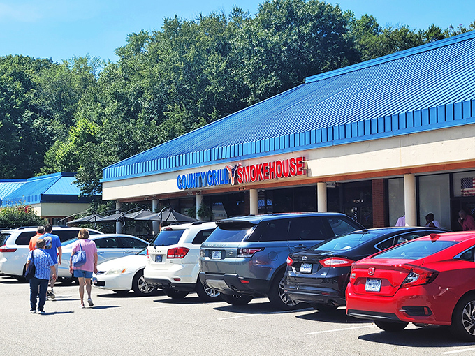 The parking lot tells the story &ndash; locals know County Grill's blue-awninged storefront hides some of Virginia's finest barbecue.