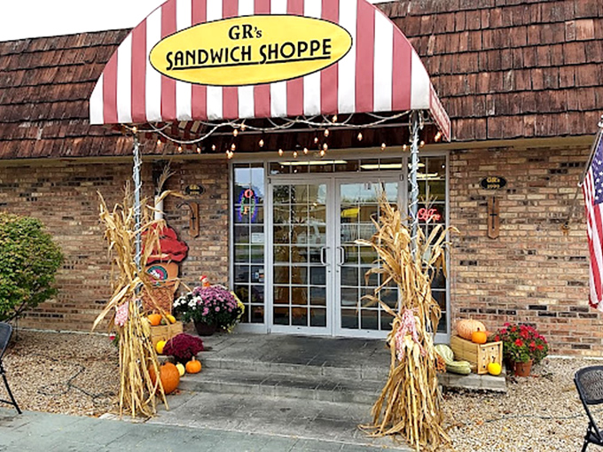 That red-and-white striped awning isn't just cute&mdash;it's the universal signal for "seriously good sandwiches happen here." 