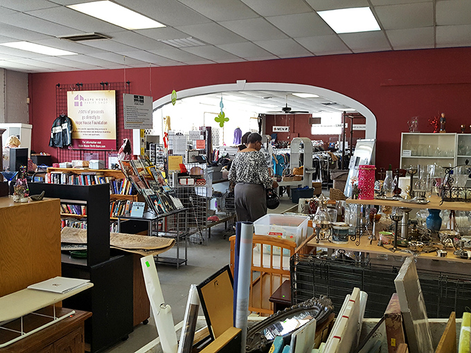 Peek inside this unassuming storefront and discover a wonderland of pre-loved treasures organized with care and purpose.