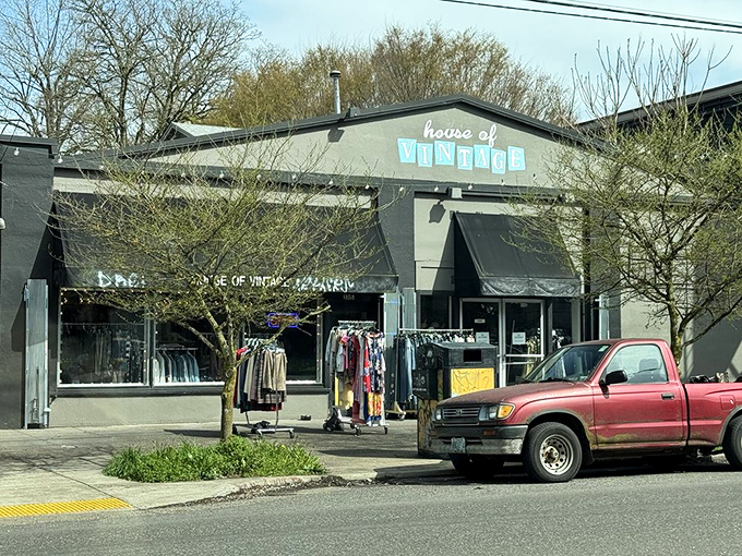 Racks of carefully curated clothing spill onto the sidewalk &ndash; House of Vintage's preview of the decades waiting inside.