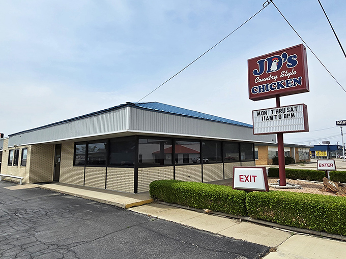 A clean profile against the Kansas sky &ndash; JD's Country Style Chicken keeps it simple outside so they can focus on perfection inside.