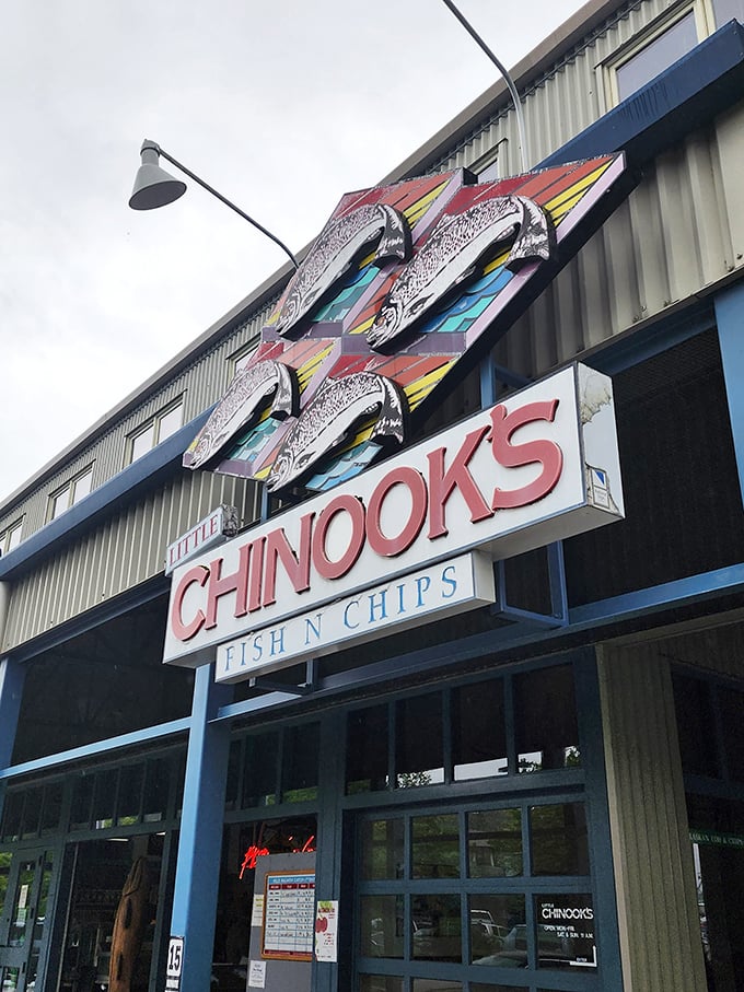 Those colorful salmon silhouettes aren't just decoration – they're a preview of coming attractions for your taste buds.