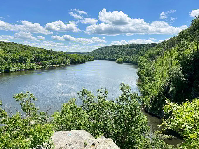 The Connecticut River valley unfolds like nature's own IMAX screen from this Lovers Leap viewpoint.