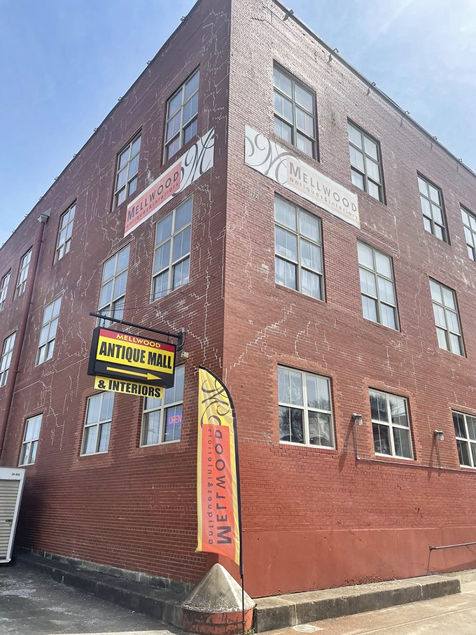 This historic brick building houses multiple floors of antique and thrift discoveries at Mellwood Antiques & Interiors.