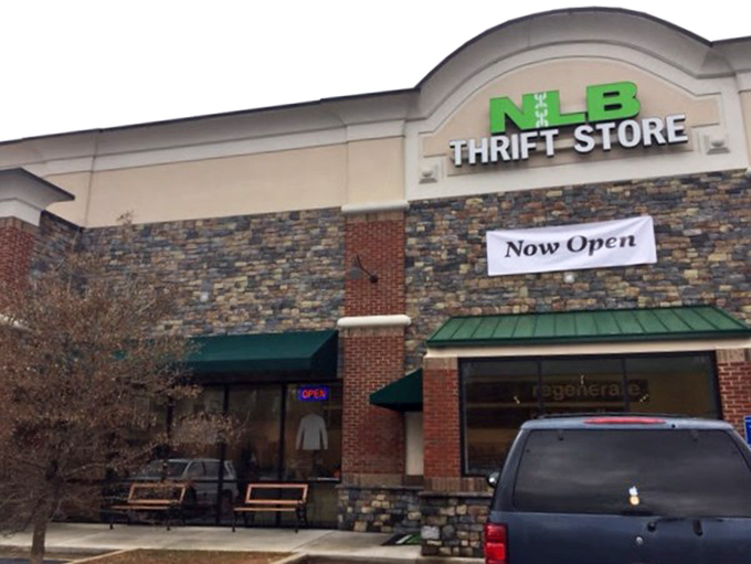 Those green awnings add a touch of class. This is the kind of thrift store where you might bump into your yoga instructor.