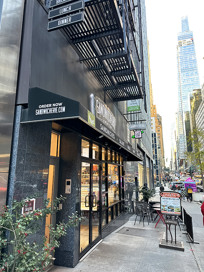 Floor-to-ceiling windows invite you into a sandwich sanctuary where urban professionals refuel with style.
