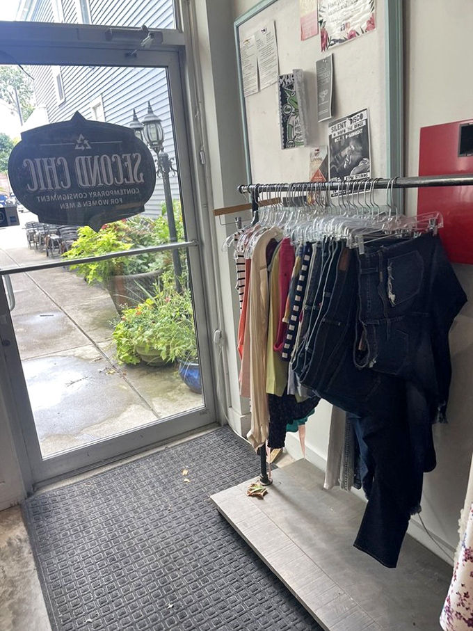 Inside this boutique-style thrift shop, sunlight illuminates racks of carefully selected clothing waiting for their second chance to shine.