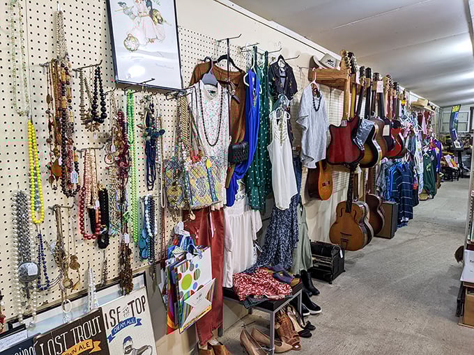 Vintage clothing and jewelry from every era line these walls. Your next signature accessory is hiding somewhere in this treasure cave!