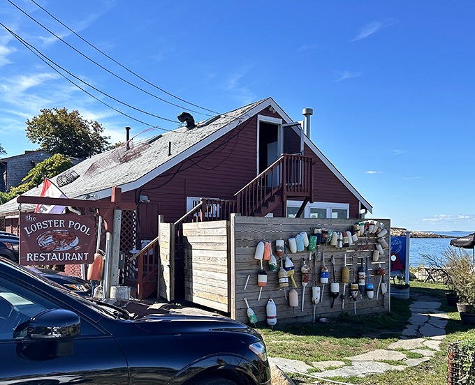 A rustic red shack adorned with lobster on the roof&mdash;because sometimes the best seafood advertising is simply pointing to the menu.