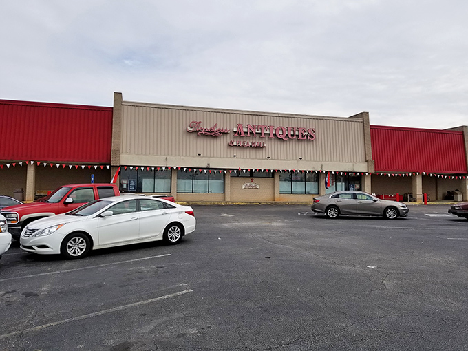 The bold signage makes no apologies for what awaits. A building that knows exactly what it is&mdash;a temple to yesterday.