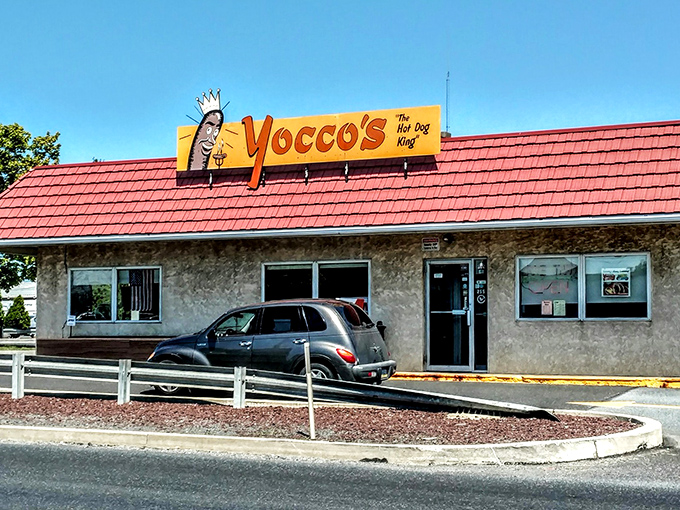 The humble exterior of Yocco's hides the home of hot dog royalty. Don't let the simple building fool you&mdash;inside awaits flavor fit for kings. 