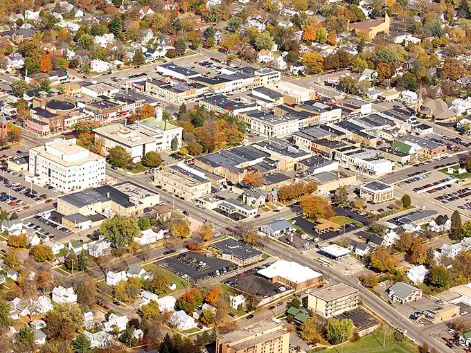 From above, Baraboo reveals its perfect small-town proportions&mdash;big enough for amenities, small enough that you'll never circle for parking.