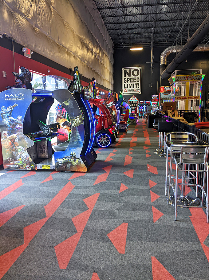 When you need a break from actual racing, the arcade offers virtual competition. Because sometimes your thumbs need exercise too.