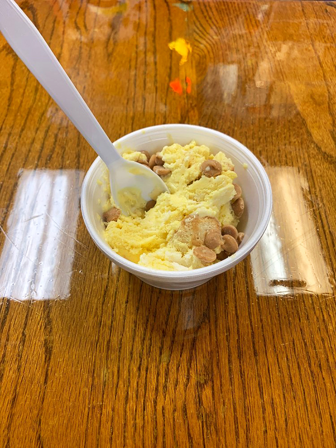 Banana pudding ice cream that would make your Southern grandmother weep with joy. Those real banana chunks and vanilla wafer bits mean business.