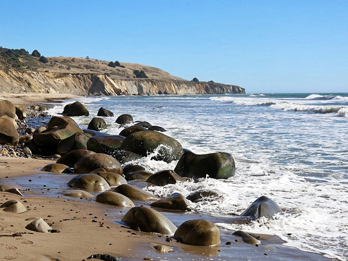 Where the ocean plays a never-ending game with perfectly rounded stones. The Pacific's version of nature's bowling alley appears at low tide.