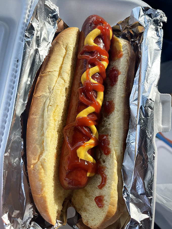 The classic American dream, nestled in a soft bun. This mustard-and-ketchup masterpiece proves that simplicity, when executed perfectly, is revolutionary.