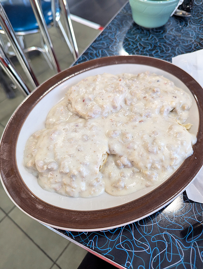 Biscuits and gravy so creamy and rich they'd make your cardiologist nervous but your grandmother proud.
